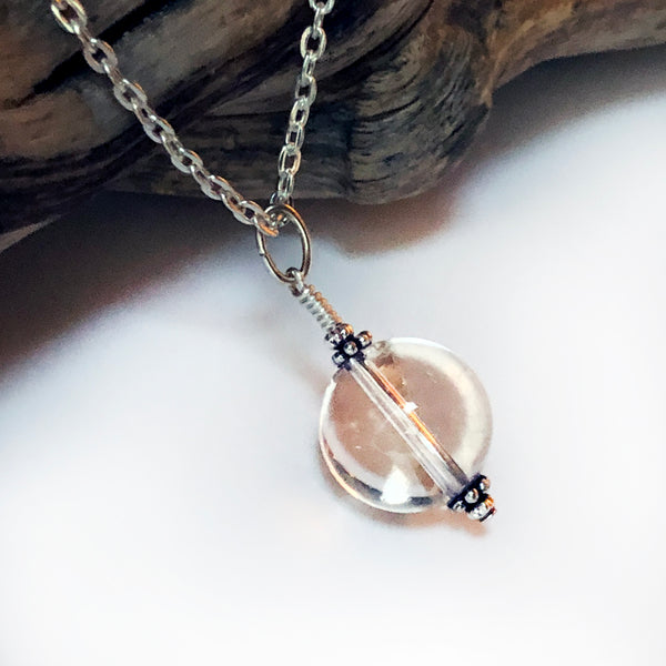 Natural Crystal Ball Pendant Necklace - Handmade Quartz Crystal Ball H ...