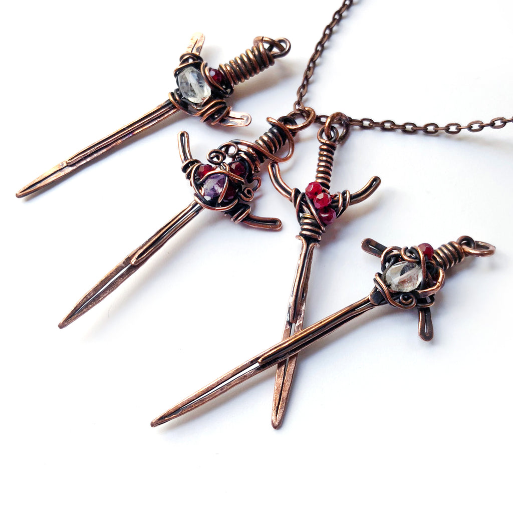 Jeweled Sword Wire Wrapped Men's Pendant (Cosplay, Game of Thrones ...